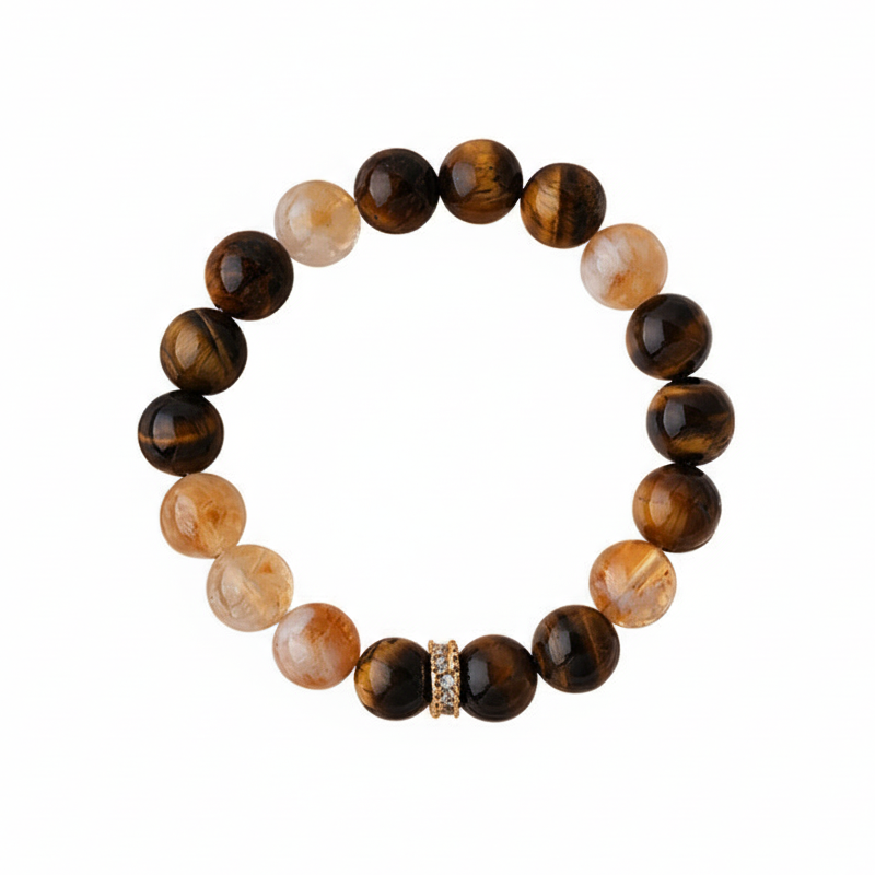 WEALTH Anchor Yellow Phantom Quartz & Tiger’s Eye Bracelet – Mindara